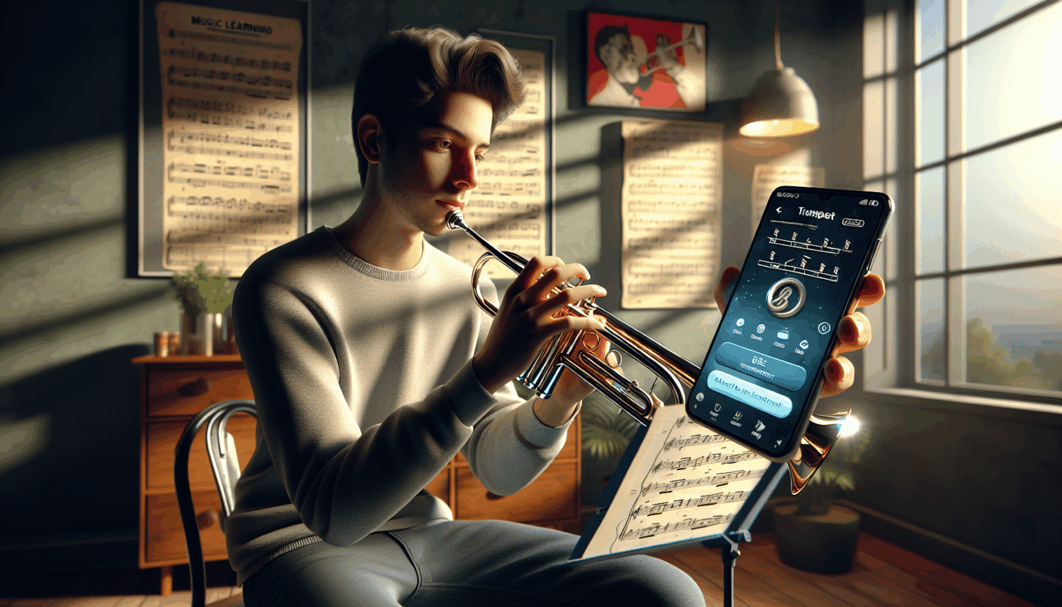 Learn trumpet with your cell phone
